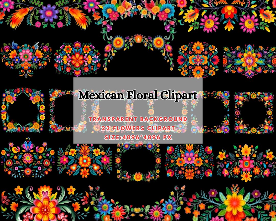 Mexican Flowers Fiesta Party Clipart-watercolor Vibrant Floral Clipart ...