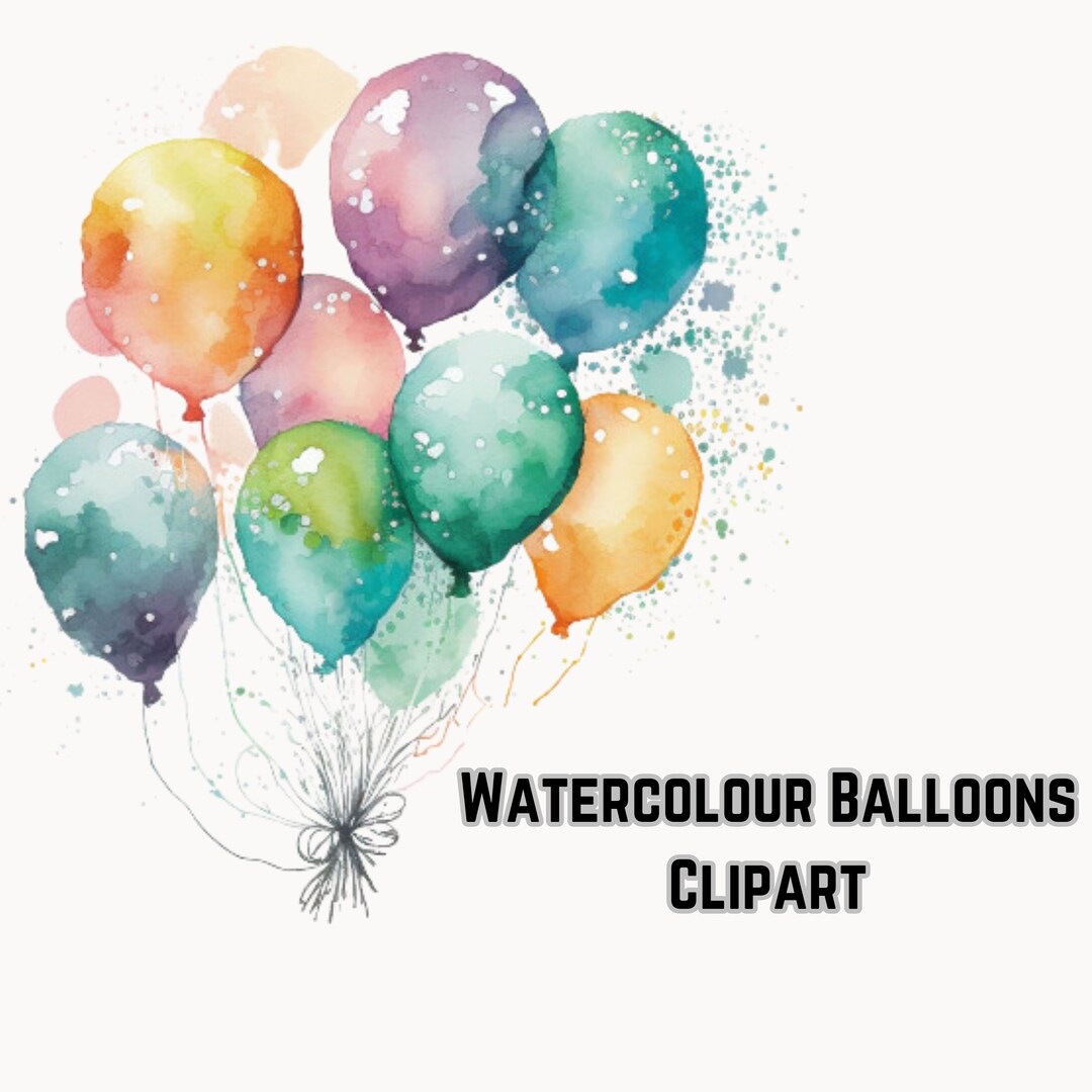Birthday Party Balloon Watercolor Clipart Collection Nursery and Kids ...