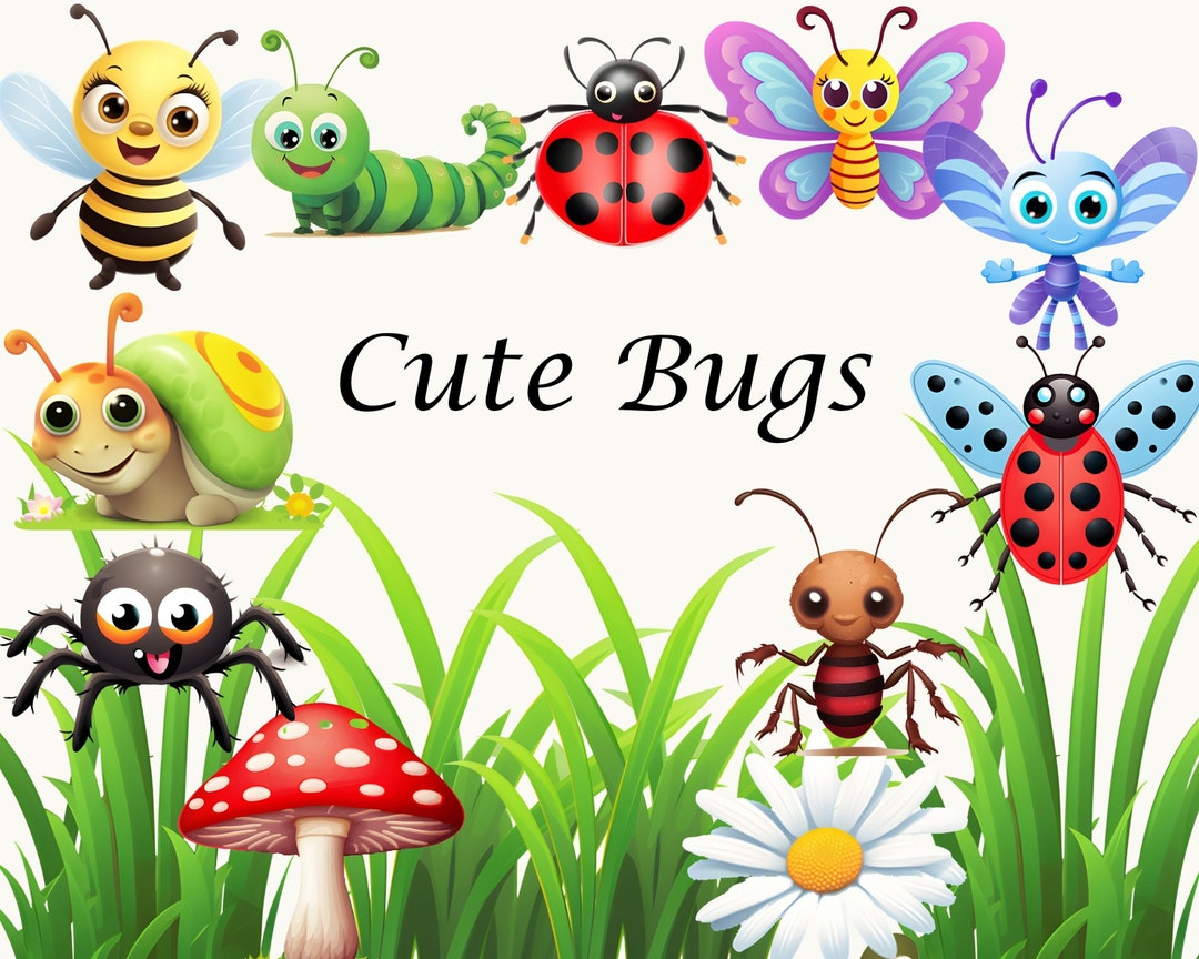 Cute Bugs Clipart - Watercolor Insects Clipart, Spring Bug Insect PNG ...