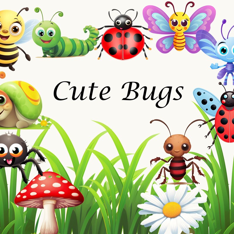 Cute Bugs Clipart - Etsy