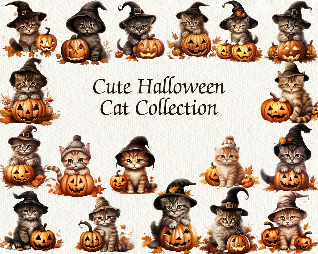Cute Halloween Cat Clipart Halloween Black Cat Clipart, Witch Cat ...