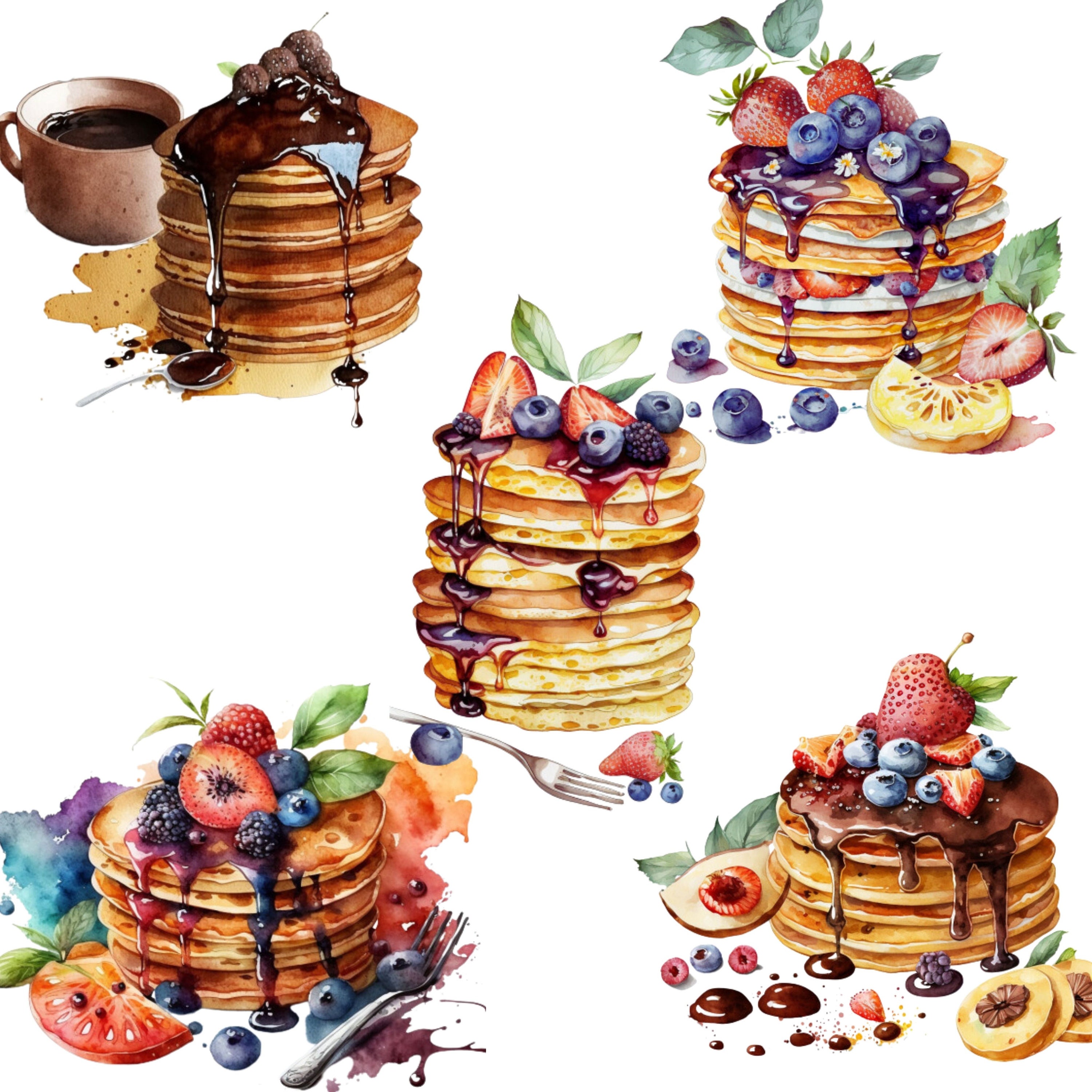 Watercolor Pancake Clipart Bundle Sweet Breakfast Clipart - Etsy