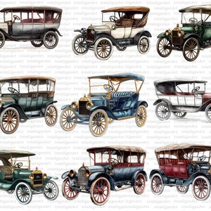 Antique Victorian Vintage Cars Clipart, Steampunk Cars PNG, Retro Old ...