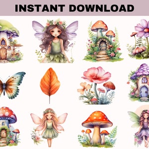 Enchanted Forest Fairy Clipart, Fairy Garden Graphics, Nursery Clipart ...