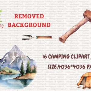 Camping Clipart Set - Fishing, Outdoor Camping Clip Art-happy Camper ...