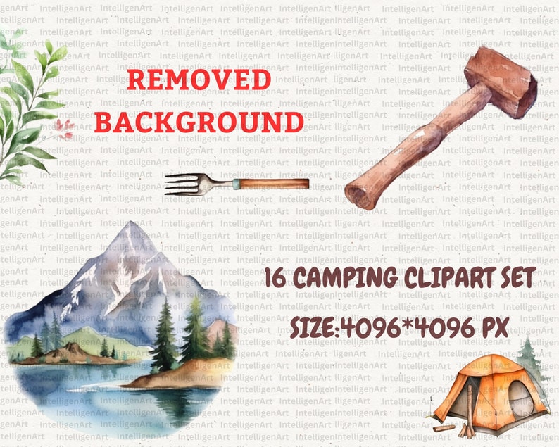 Camping Clipart Set Fishing Outdoor Camping Clip Art-happy - Etsy