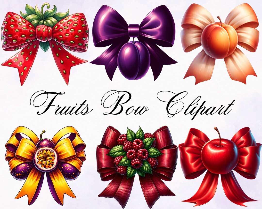 Fruit Bows Clipart, Colorful Ribbon Bow, Silk Bow, Bow Frames Clipart ...