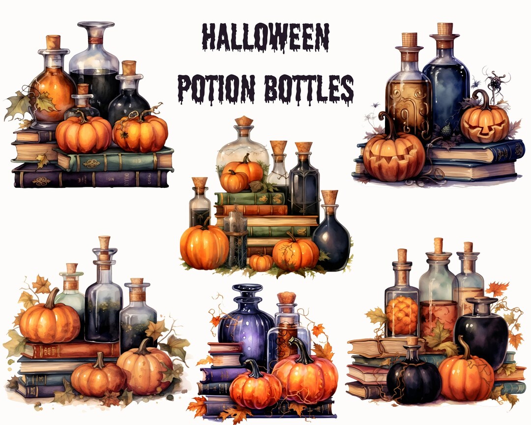 Halloween Potion Bottles Clipart - Halloween Clipart, Scary Clipart ...