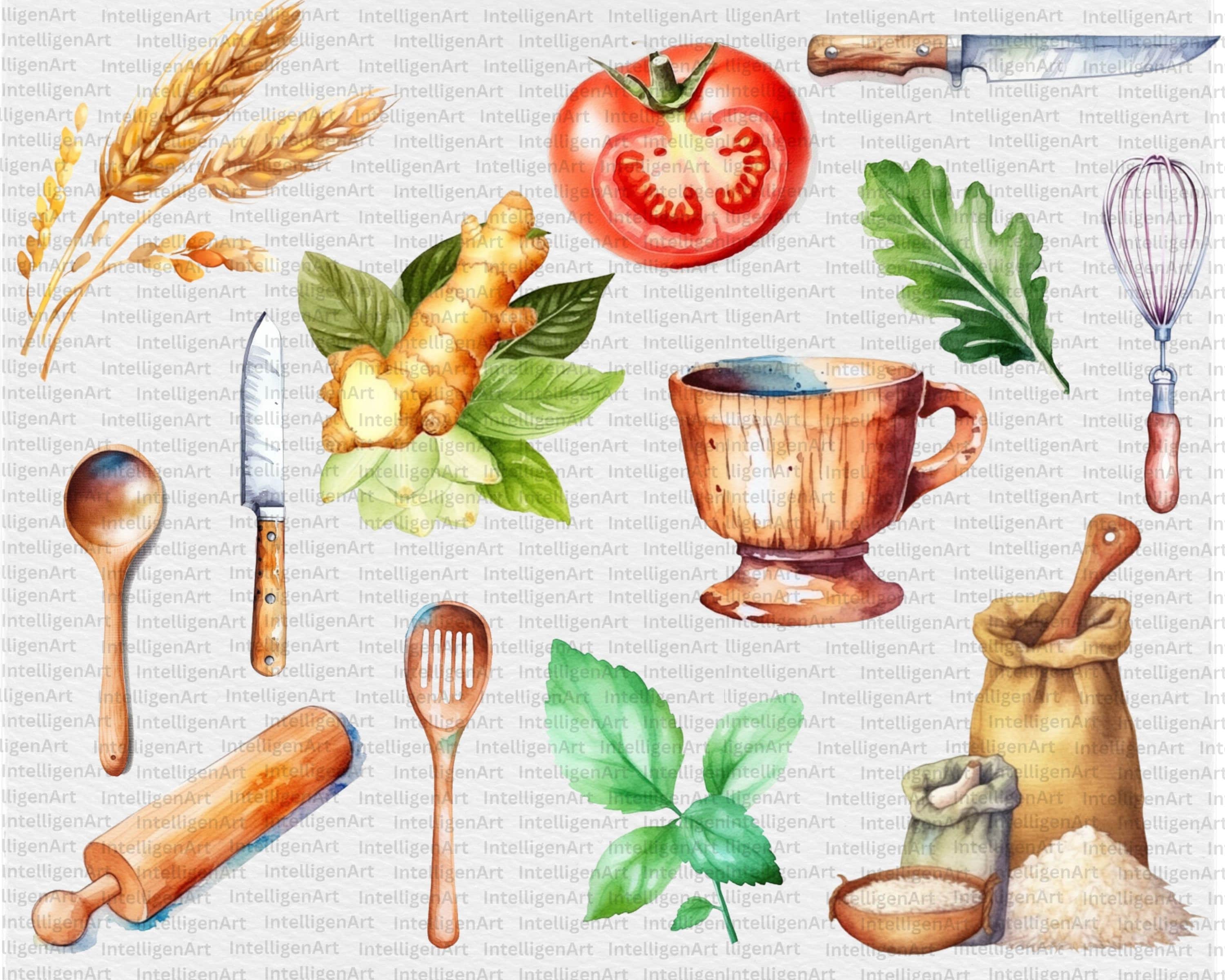 Kitchen Utensils Clipart-cooking Set Food Clip Art Kitchen - Etsy