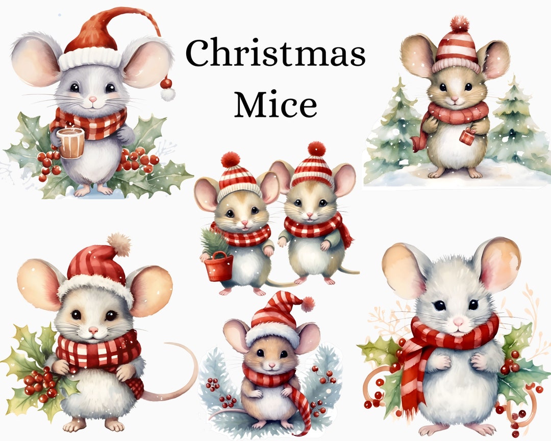 Christmas Mice Clipart - Christmas Mouse Clipart, Santa Hat Clipart ...