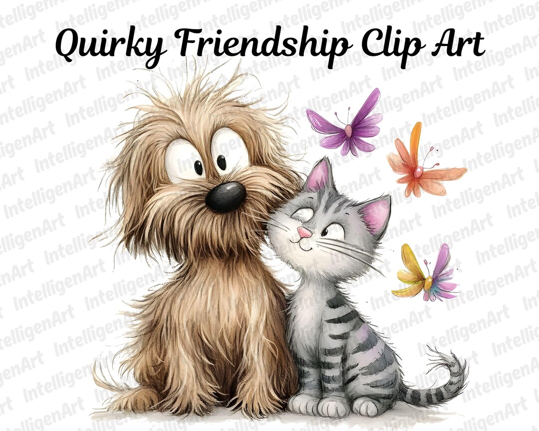 Quirky Friends Clipart, Fantasy Animal Friends Clipart, Whimsical ...