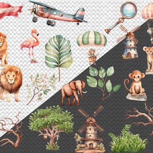 Safari Clipart 100 Cute Animals PNG, Pink Baby Animals Clipart, Baby ...