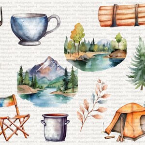 Camping Clipart Set - Fishing, Outdoor Camping Clip Art-happy Camper ...