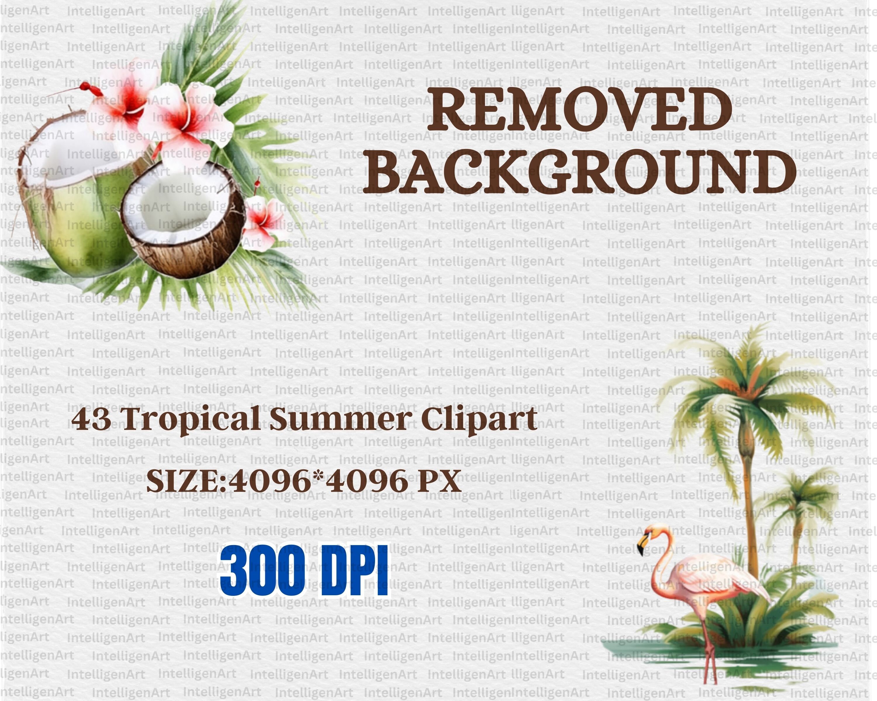 Tropical Watercolor Clipart Bundle-summer Beach Flamingo - Etsy
