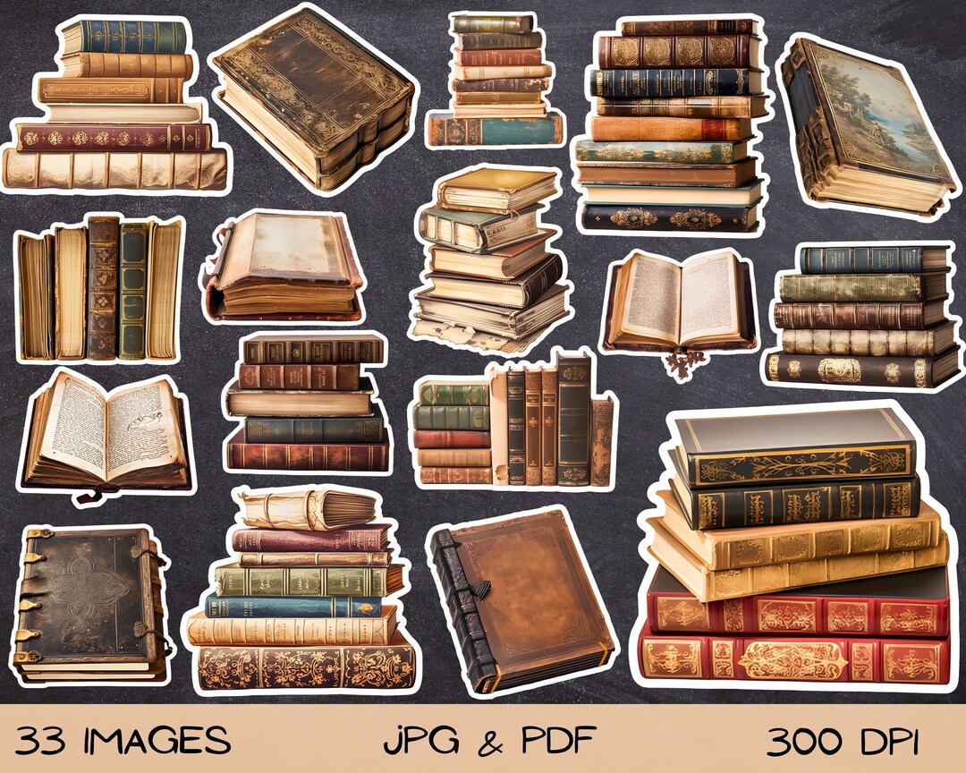 Vintage Book Fussy Cuts, Reading Junk Journal, Bookworm Clipart ...
