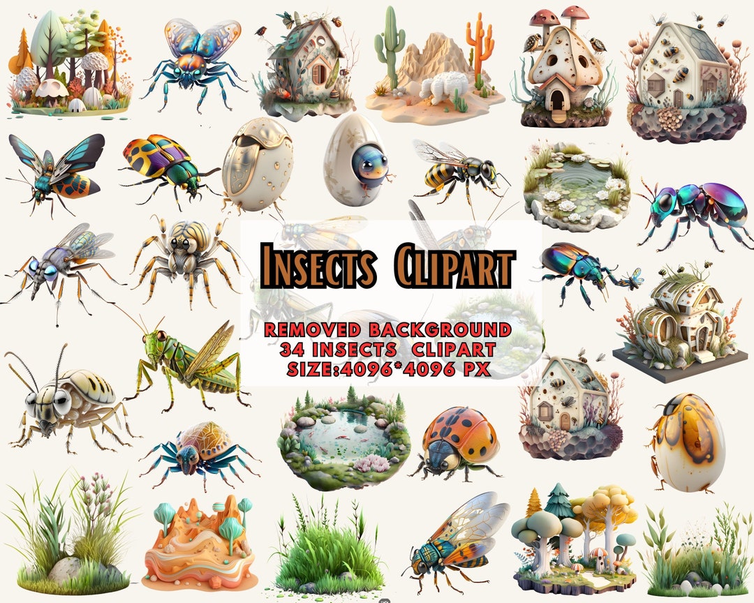 Insects Clipart - Cute 3D Animals, Bug Graphics, Nature Clipart ...