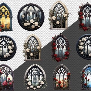 Gothic Windows Clipart, Dark Fantasy Clipart, Gothic Fantasy Window ...