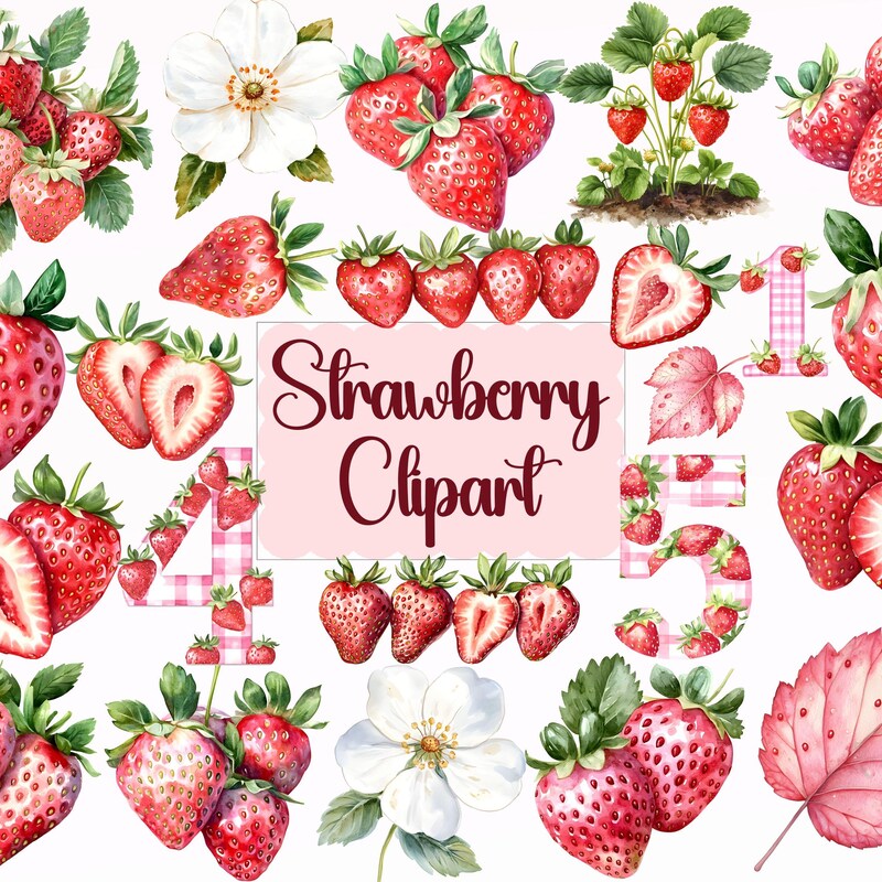 Strawberry Clipart - Etsy