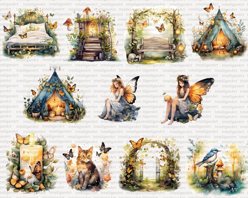 Enchanted Forest Clipart Magic Forest Fairy Fairy Garden - Etsy