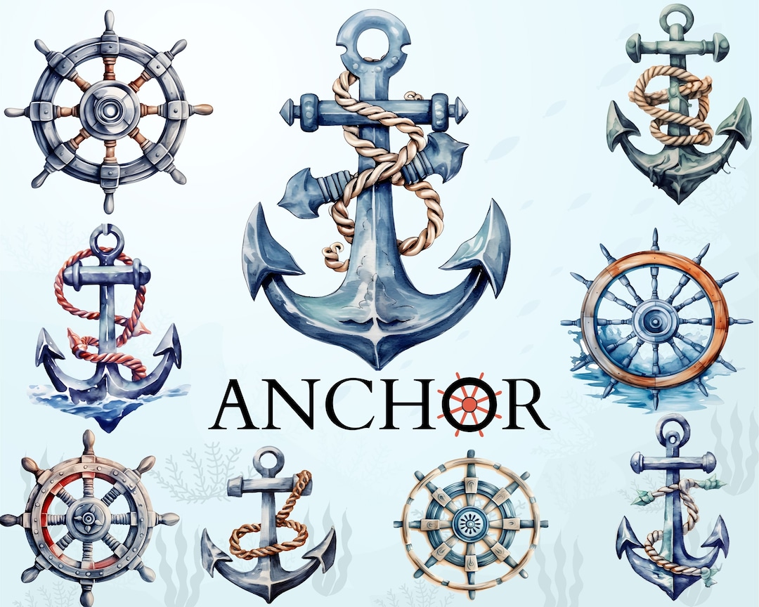 Anchor Clipart Watercolor Anchor Illustration, Nautical Decor Clipart ...