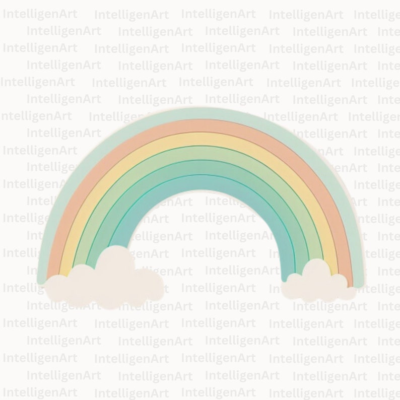 Cute Watercolor Rainbow Clouds Clipart-boho Pastel - Etsy