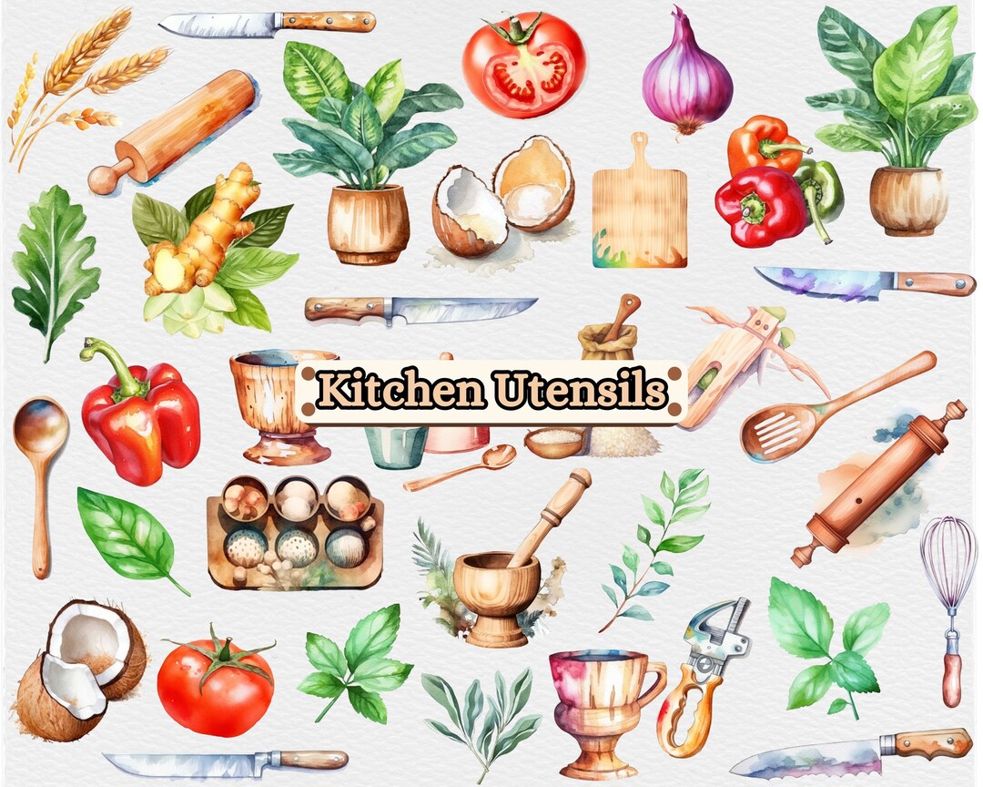 Kitchen Utensils Clipart-cooking Set, Food Clip Art, Kitchen ...