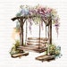 Watercolor Tree Swing Clipart Spring Flowers and Garden Swing, Scenery ...
