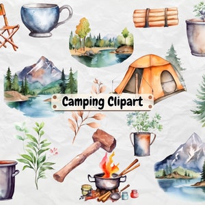 Camping Clipart Set - Fishing, Outdoor Camping Clip Art-happy Camper ...