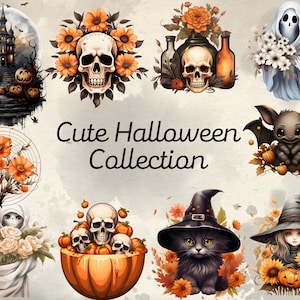 Cute Halloween Clipart Cute Ghost Clipart, Watercolor Fall Clipart ...