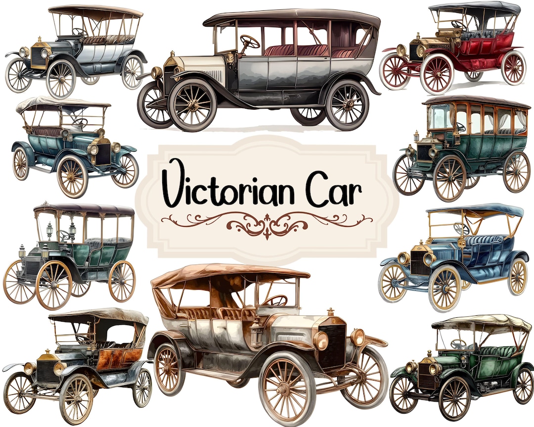 Antique Victorian Vintage Cars Clipart, Steampunk Cars PNG, Retro Old ...