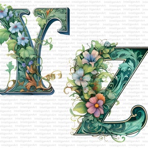 Spring Floral Alphabet Png, English Alphabet Floral Letters PNG ...