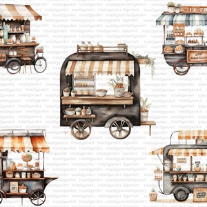 Coffee Cart Clipart - Coffee Shop Illustrations, Coffee Mobile Cart ...