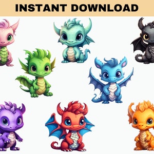 Baby Dragon Clipart - Cute Dragon Clipart, Baby Dragon Nursery, Dragon ...