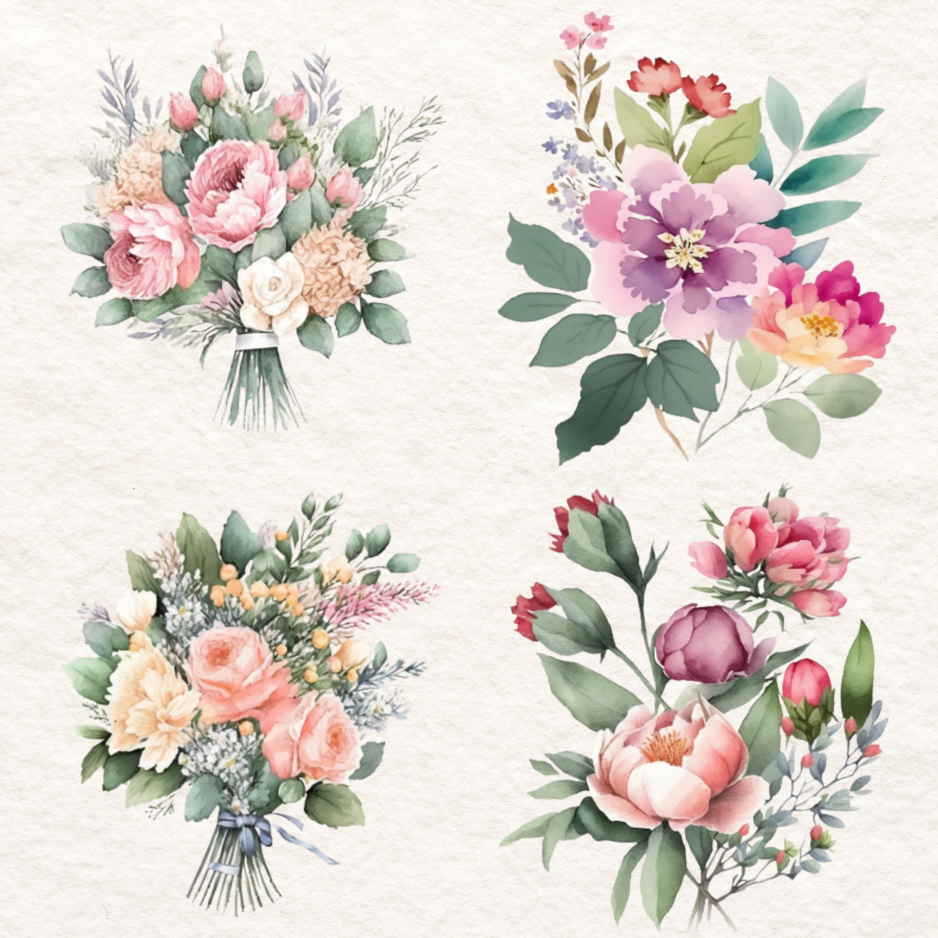 Watercolor Pink Flowers Clipart-pink Peonies Pink Blossoms - Etsy