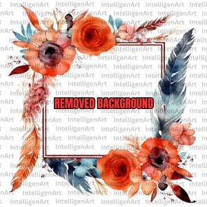 Boho Flowers PNG, Watercolor Floral Clipart Spring Clip Art Set With ...