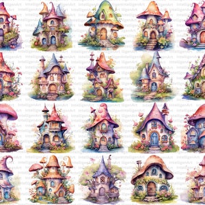 Fairy Houses Clipart - Watercolor Fairy Clipart, Magical Fairytale ...