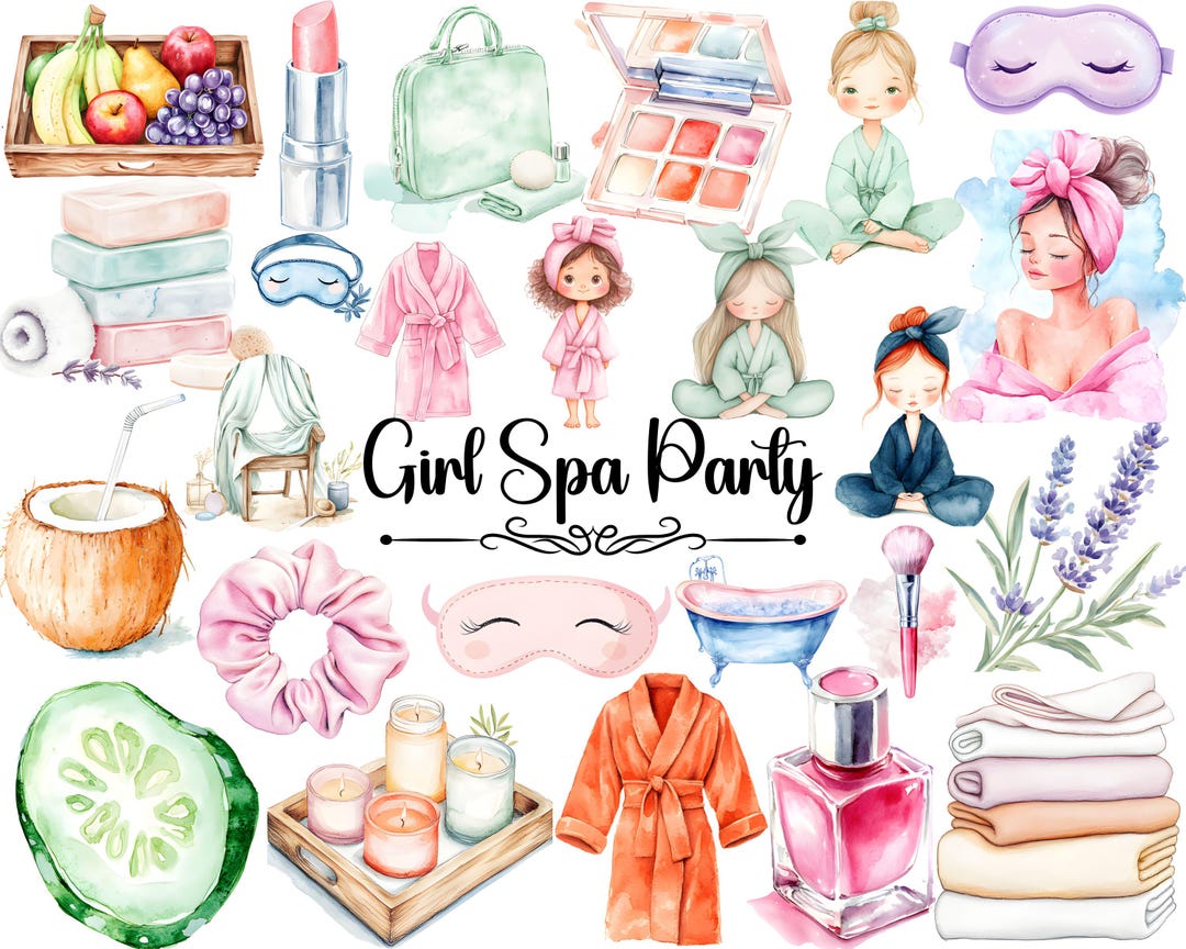 Spa Day Clipart Set, Cute Spa Girl, Glam Girl Clipart, Clipart for Kids ...