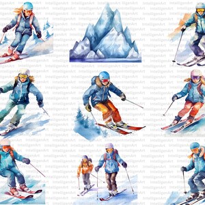 Skiing Watercolor Clipart, Winter Sports Images, Ski Clipart, Skier ...
