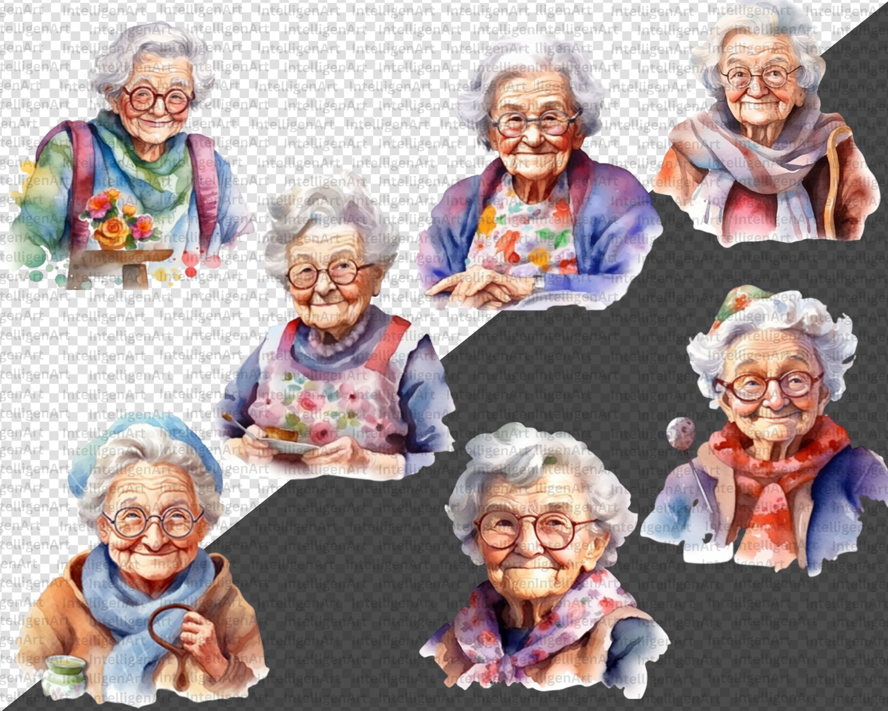 Elderly Clipart Bundle Grandparents Seniors Clip Art Happy - Etsy UK