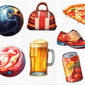 Bowling Clipart Watercolor Sports Clipart, Bowling Graphics, Bowling ...