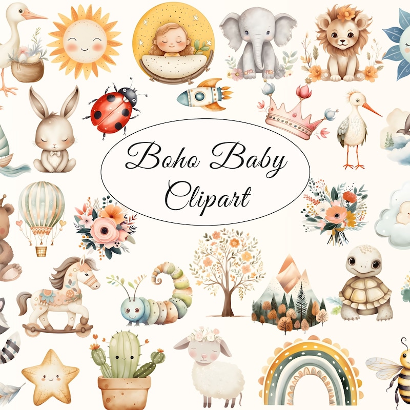 Boho Baby Clipart - Etsy