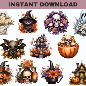 Cute Halloween Clipart Cute Ghost Clipart, Watercolor Fall Clipart ...