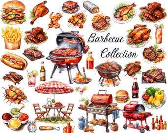 Barbecue Clipart, Summer Barbeque Graphics, BBQ Grill Party Essentials ...