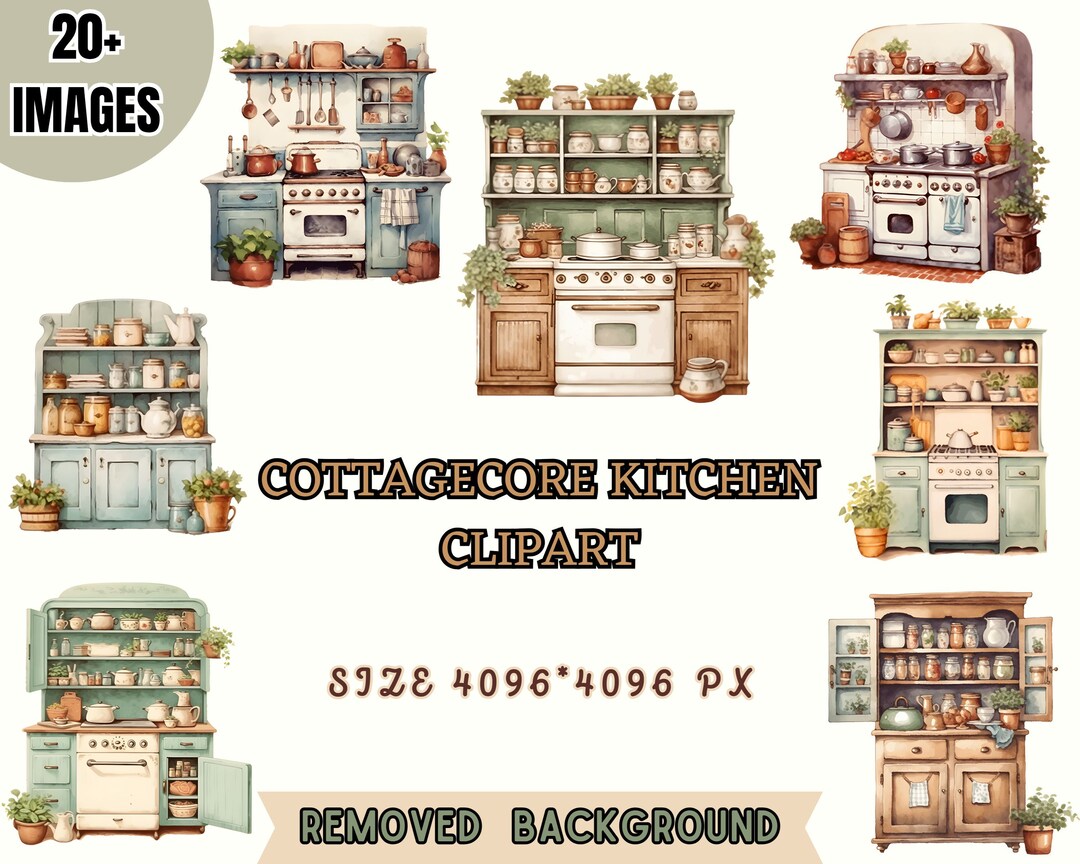 Cottagecore Kitchen Clipart Kitchen Farmhouse, Rustic Farm Kitchen ...
