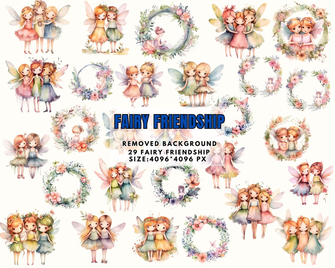 Fairy Friendship Clipart-watercolor Cute Fairy Friends, Elderwood ...