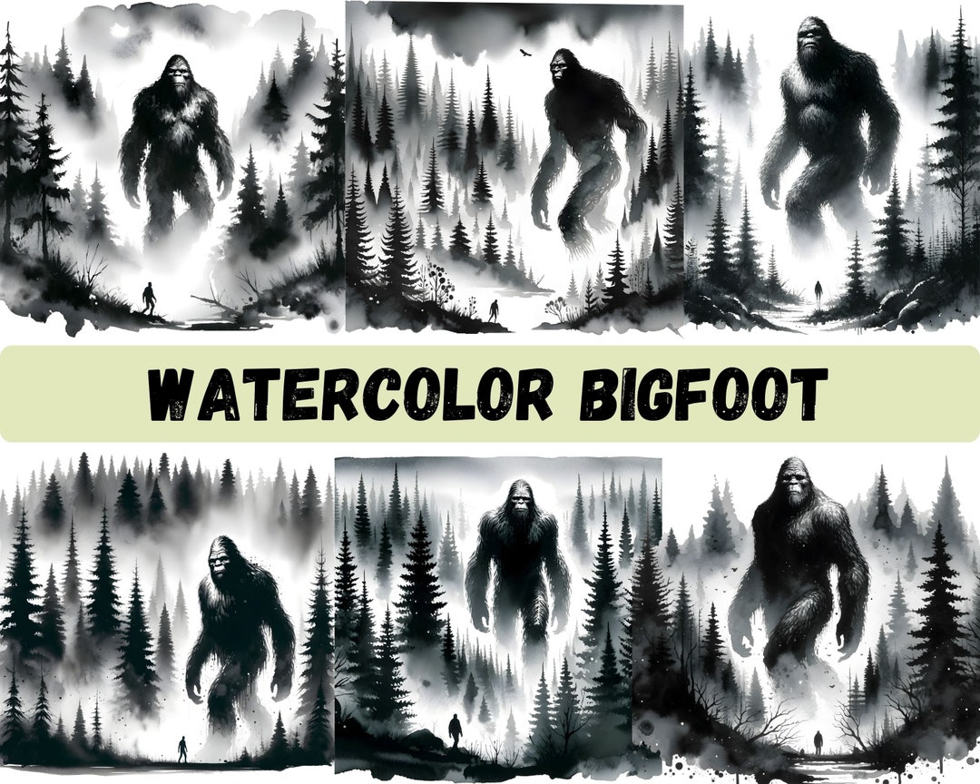 Bigfoot Watercolor PNG, Sasquatch Sublimation, Bigfoot Mountain PNG ...