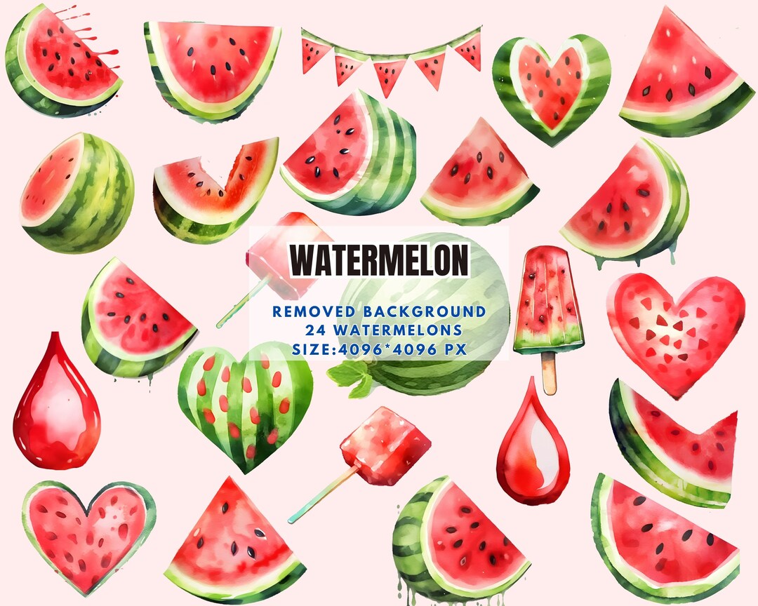 Watermelon Clipart PNG Watercolor Summer Fruit Illustrations, Melon ...