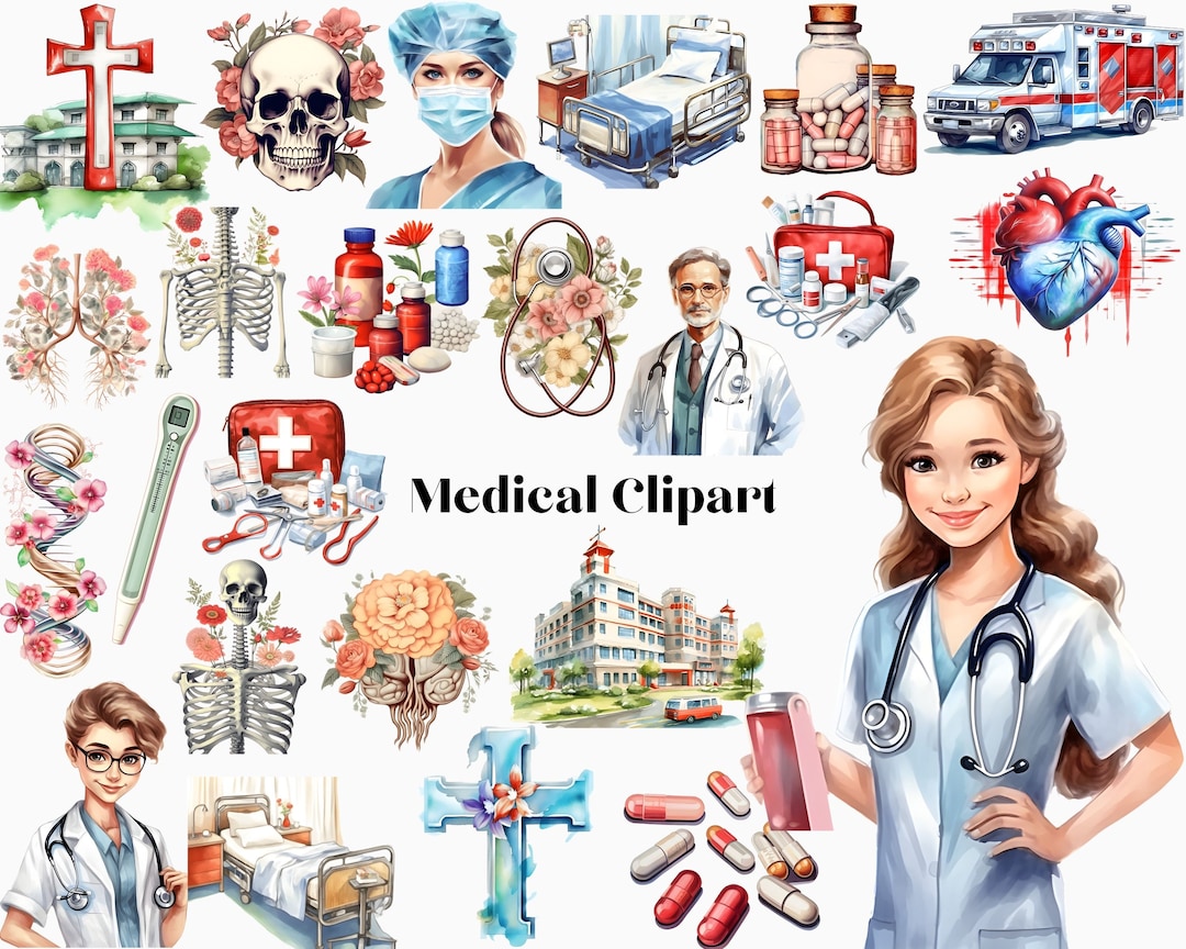 Hospital Clipart Set, Anatomy Illustrations, Doctor Clipart, Nurse ...