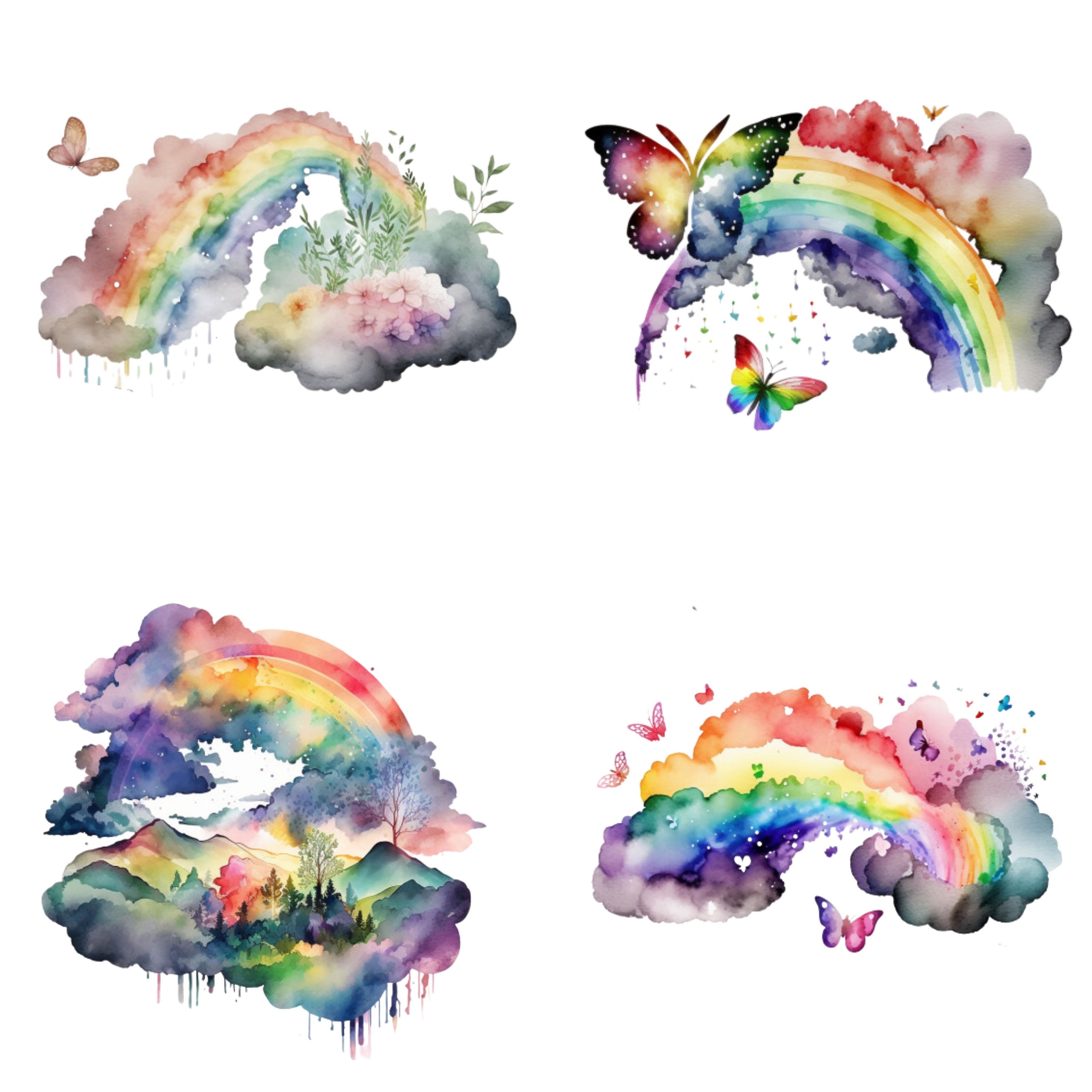 Rainbow Clipart Bundle Watercolor Rainbows Pastel Boho - Etsy