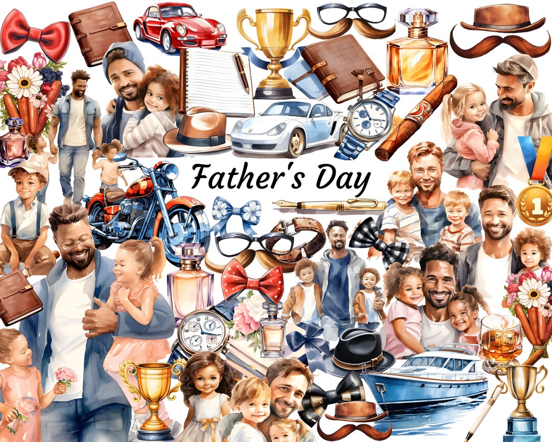 Father's Day Clipart, Fathers Day Card Making, Dad and Kid Clipart ...